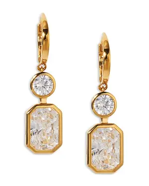 Nadri Bklyn Cubic Zirconia Double Stone Drop Earrings - Gold
