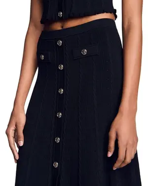 Sandro Pointelle Knit Maxi Skirt