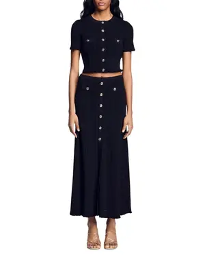 Sandro Pointelle Knit Maxi Skirt
