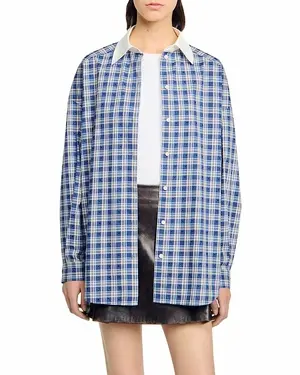 Sandro Rhinestone Check Shirt