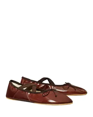 Tory Burch Mary Jane Bow Flats - Russet Brown