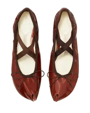 Tory Burch Mary Jane Bow Flats - Russet Brown