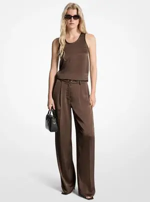 Michael Kors Drapey Satin Wide Leg Pants - Brown