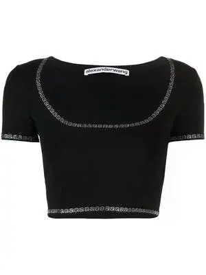 Alexander Wang Scoop-neck Cropped T-shirt - Black