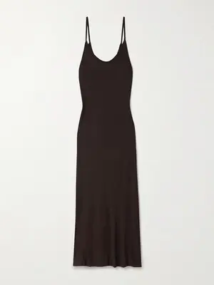 Khaite Leesal Jersey Midi Dress - Brown