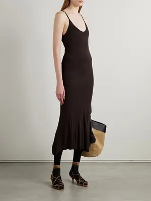 Khaite Leesal Jersey Midi Dress - Brown