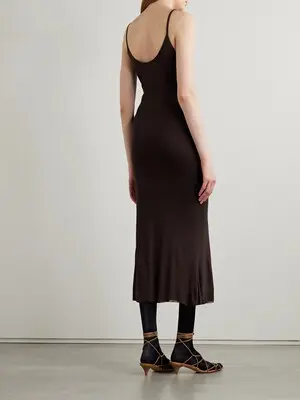 Khaite Leesal Jersey Midi Dress - Brown