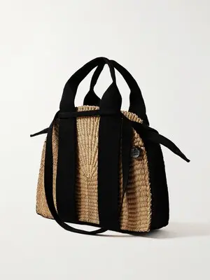 Muuñ Muñ Mina Mini Woven Straw Tote With Canvas Trim