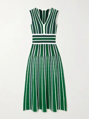 Max Mara Tallone Striped Pointelle-knit Midi Dress