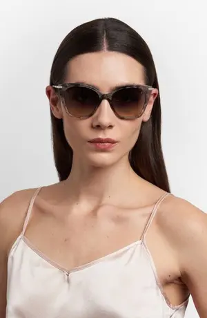 STUART WEITZMAN 56mm Cat Eye Sunglasses - Beige Grey Havana