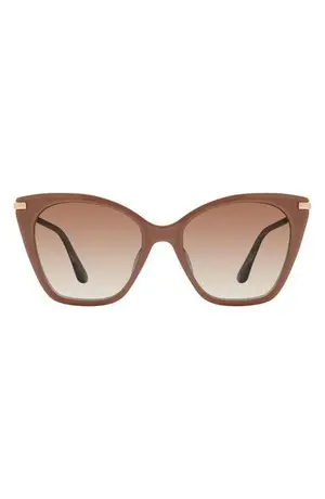 STUART WEITZMAN 56mm Cat Eye Sunglasses Dark Beige