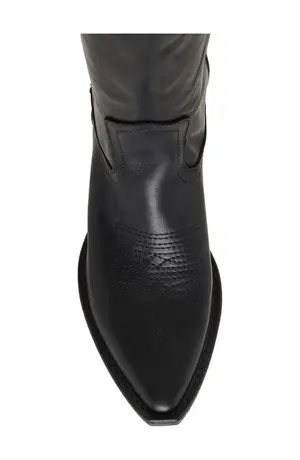 Steve Madden Albany Western Boots - Black Leather