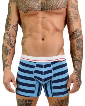 MOSMANN AUSTRALIA Ultra-soft Boxers - Blue Stripes