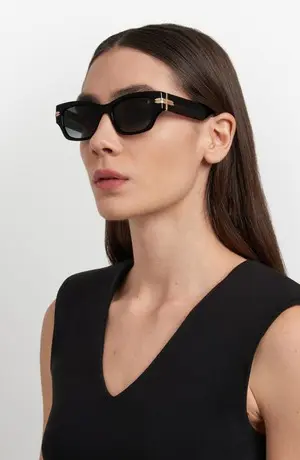 STUART WEITZMAN 52mm Rectangular Sunglasses - Black