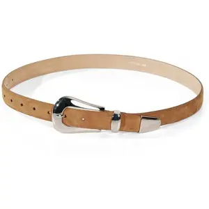 DEHANCHE Colette Suede Belt - Caramel/ Silver