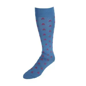 Trafalgar Pirate's Skull & Crossbones Pima Cotton Dress Socks - Azure Blue