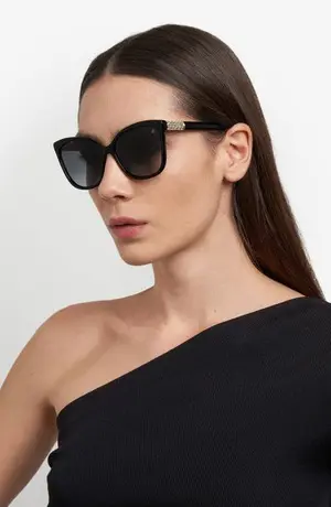 STUART WEITZMAN 56mm Butterfly Sunglasses - Black