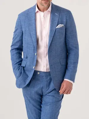 KOY CLOTHING Linen Blend Blazer - Blue