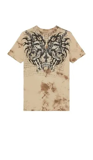 AFFLICTION Shredded Tee In Brown