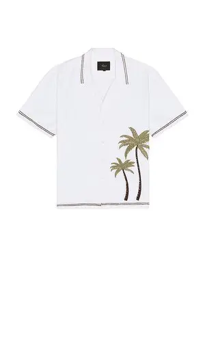 Rails Gibson Camp Shirt In White - White Brown Palm