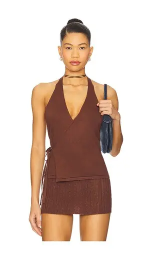 Frankies Bikinis Lullaby Knit Halter - Brown Sugar