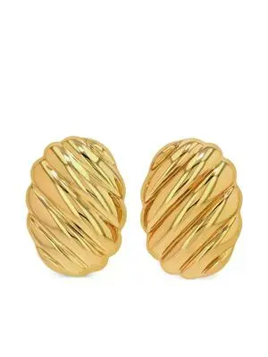 ANINE BING Ribbed Oval Earrings - Gold