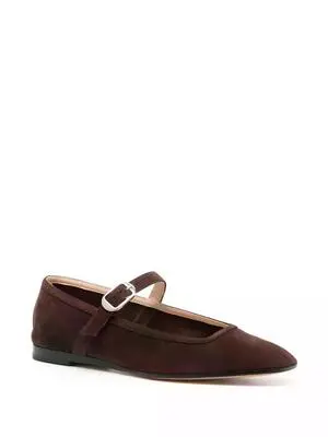 Le Monde Beryl Buckled Suede Ballerina Shoes