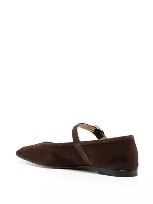 Le Monde Beryl Buckled Suede Ballerina Shoes