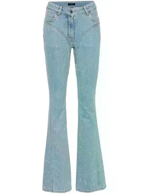 MUGLER Rhinestone-embellished Flared Jeans