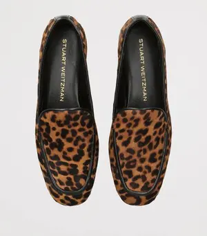 STUART WEITZMAN Leopard Print Suede Loafers