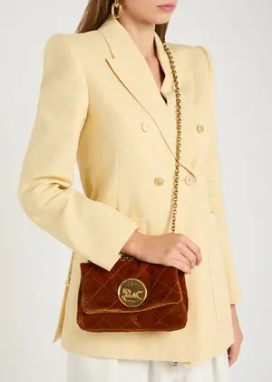 Chloé Heritage Quilted Velvet Shoulder Bag - Brown