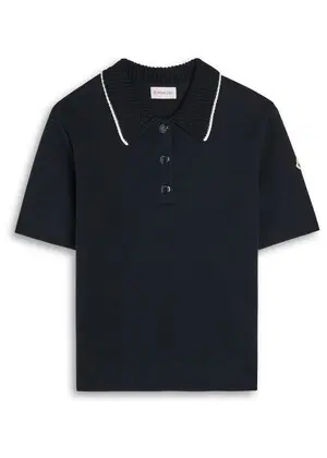 Moncler Cotton Polo Shirt With Knit Collar
