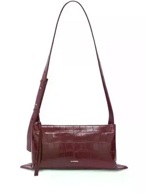 JIL SANDER Empire Crocodile-effect Shoulder Bag - Red