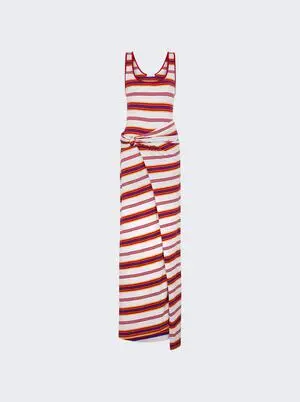 Rabanne Long Jersey Dress With Stripes - White
