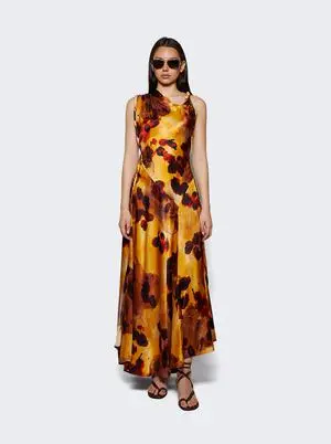 Victoria Beckham Sleeveless Draped Midi Dress - Yellow
