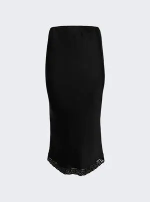 Victoria Beckham Lace Trim Slip Midi Skirt - Black