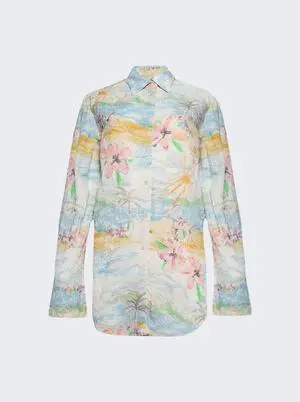 Christopher Esber Crimped Bahia Shirt Hibiscus Print - Multi