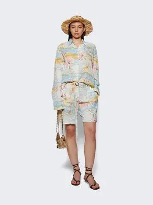 Christopher Esber Crimped Bahia Shirt Hibiscus Print