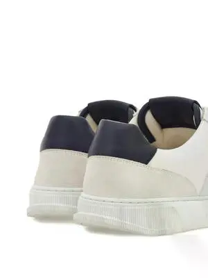 FERRAGAMO Logo-embroidered Leather Sneakers - Grey