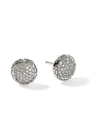 John Hardy JH Essential Diamond Pavé Stud Earrings Silver