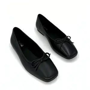 AMIE RAFA Madrid Ballet Flats With Square Toe - Black