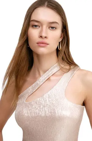 MARCELLA Siren Metallic One-shoulder Jersey Top - Stardust