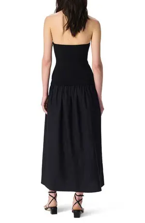 Rag & Bone Irina Mixed Media Strapless Maxi Dress - Black