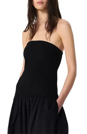 Rag & Bone Irina Mixed Media Strapless Maxi Dress - Black