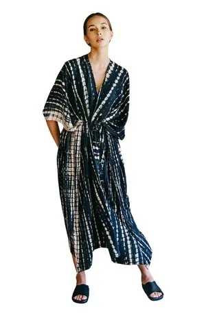 Pink Haley Lindy Hand-dyed Kimono - Black