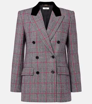 Chloé Checked Double-breasted Wool Jacket - Black
