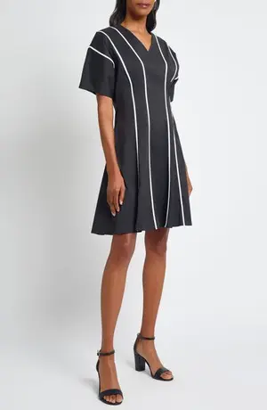 Ming Wang Stripe Flare Dress
