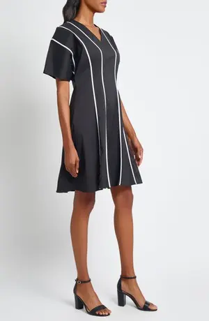 Ming Wang Stripe Flare Dress
