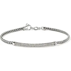 John Hardy Essential Pavé Diamond Bracelet In Gold - Silver/diamonds