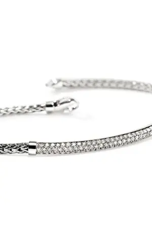 John Hardy Essential Pavé Diamond Bracelet In Gold - Silver/diamonds